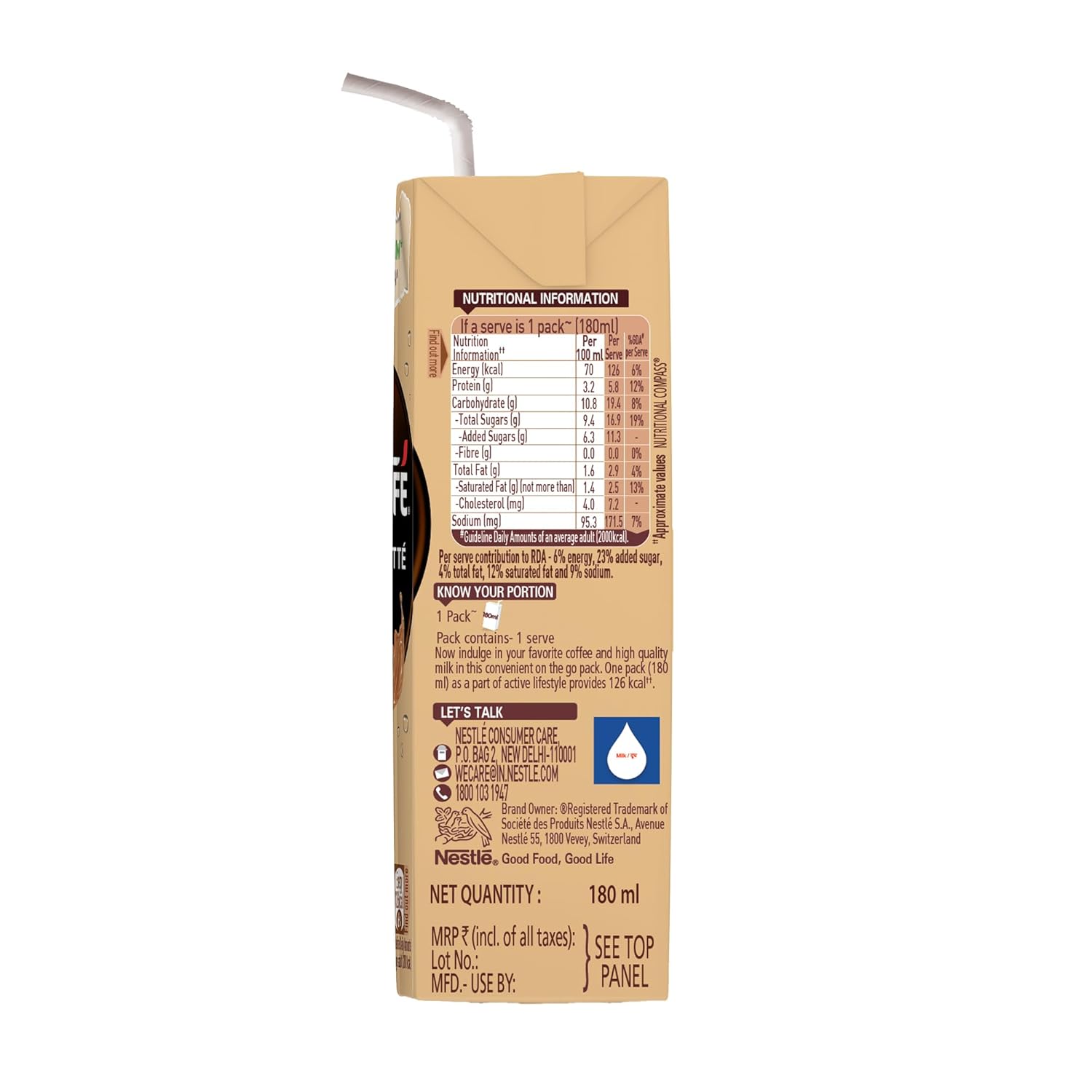 Nescafe Iced Latte Coffee 180ml - Refreshing Liquid Coffee